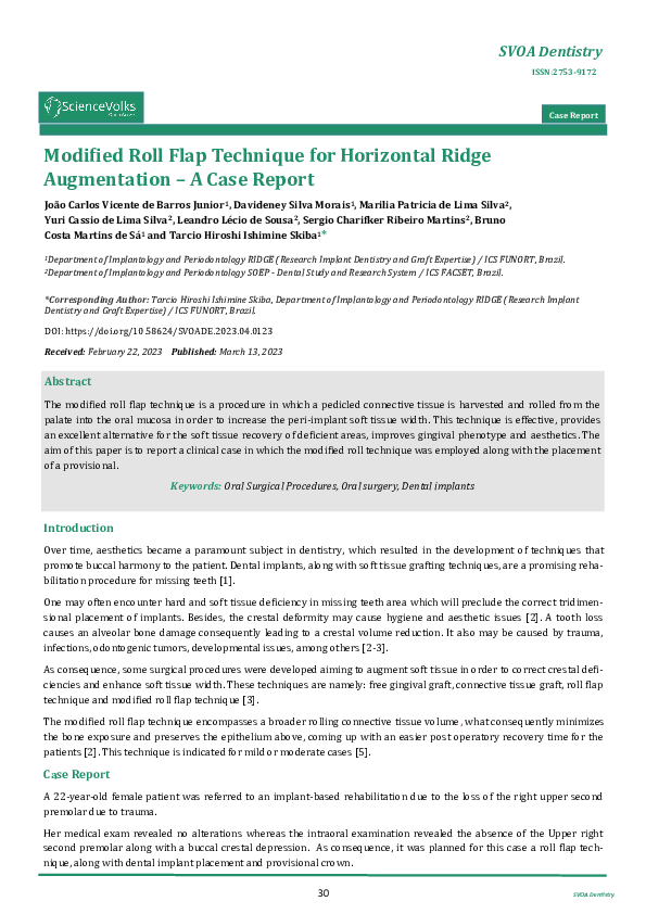 (PDF) Modified Roll Flap Technique for Horizontal Ridge Augmentation -A ...