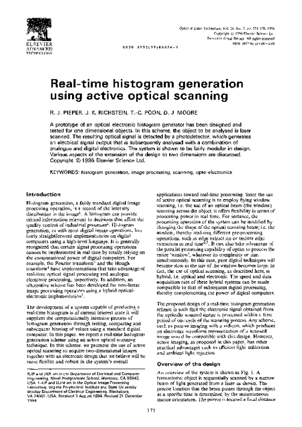 (PDF) Real-time histogram generation using active optical scanning | Ron Pieper - Academia.edu