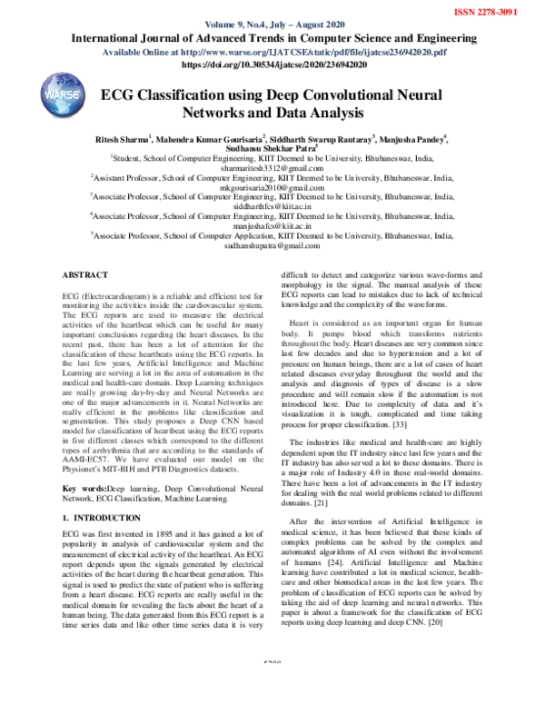 Pdf Ecg Classification Using Deep Convolutional Neural Networks And Data Analysis