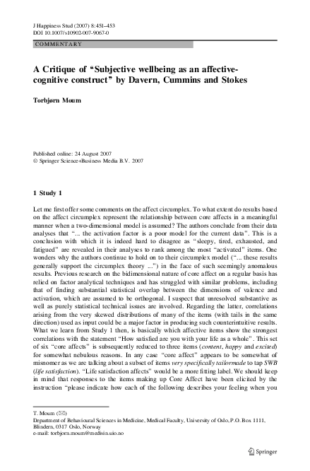 (PDF) A Critique of “Subjective wellbeing as an affective-cognitive ...