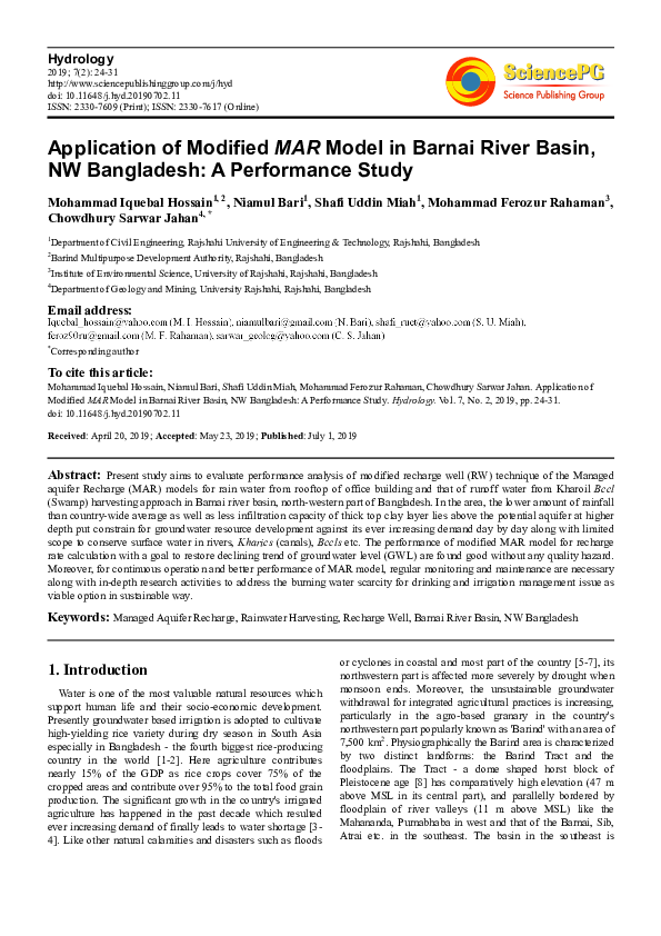 (PDF) Application of Modified MAR Model in Barnai River Basin, NW ...