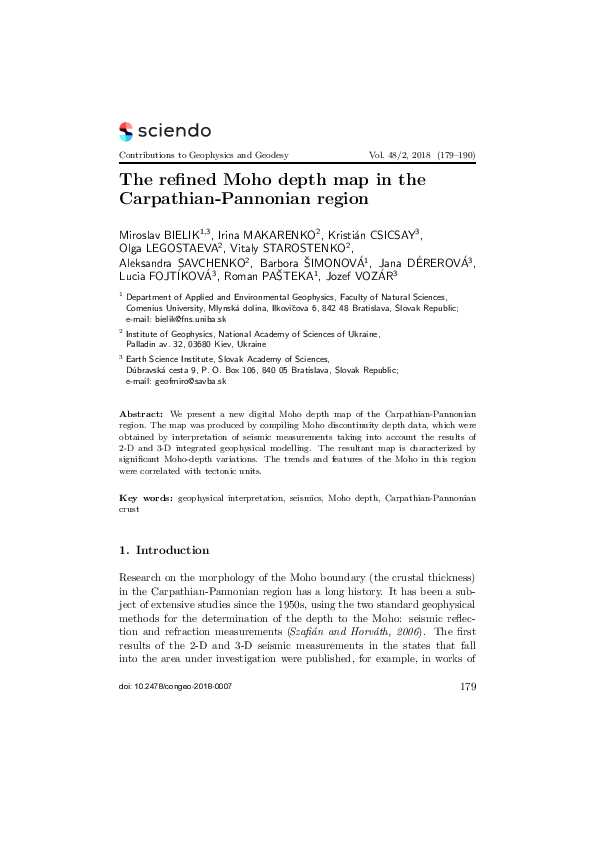 (PDF) The refined Moho depth map in the Carpathian-Pannonian region