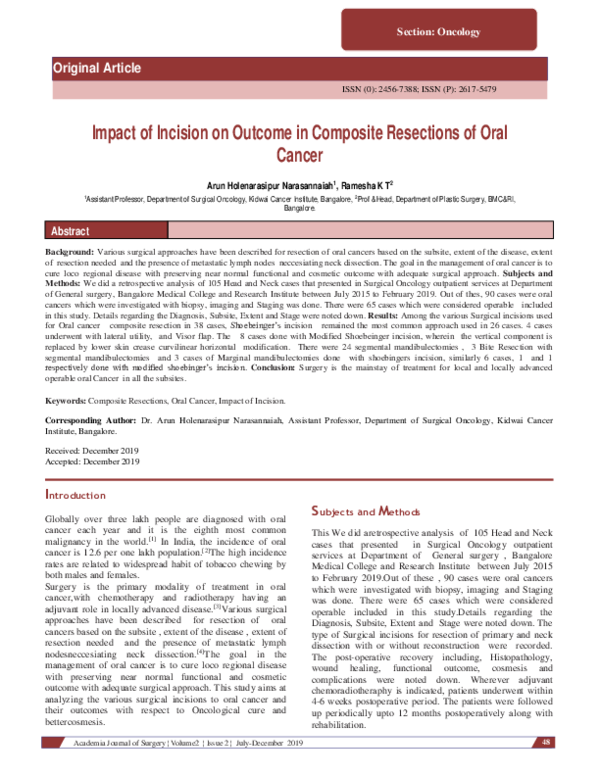 (PDF) Impact of Incision on Outcome in Composite Resections of Oral ...