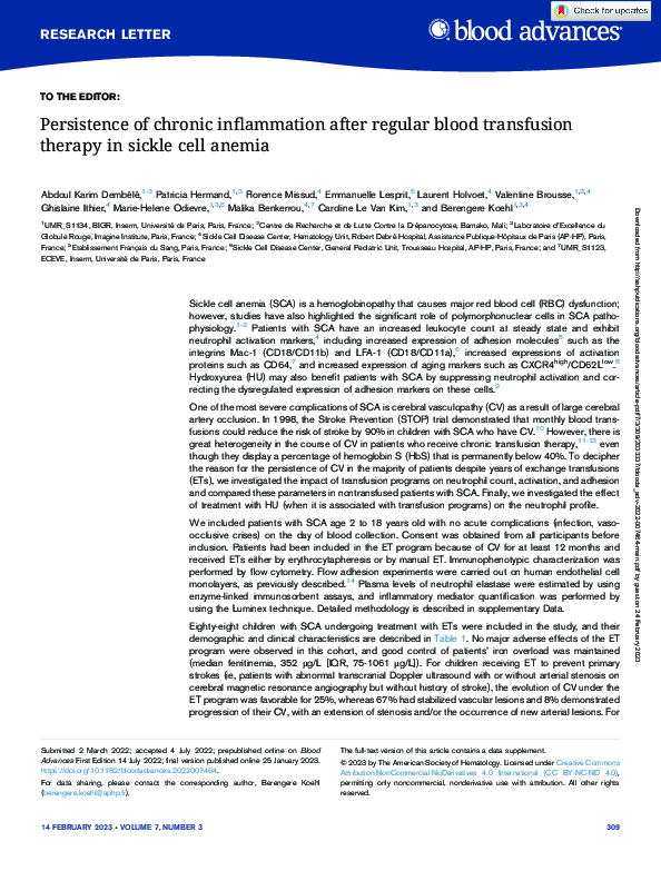 (PDF) Persistence of chronic inflammation after regular blood ...