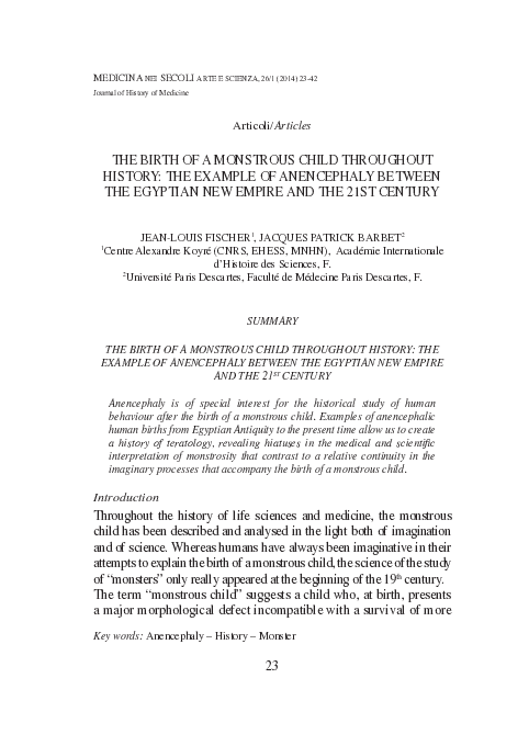 (PDF) The birth of a monstrous child throughout history: the example of ...