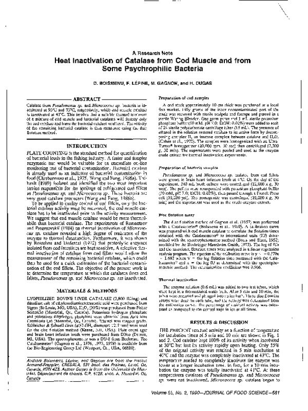 (PDF) Heat Inactivation of Catalase from Cod Muscle and from Some ...