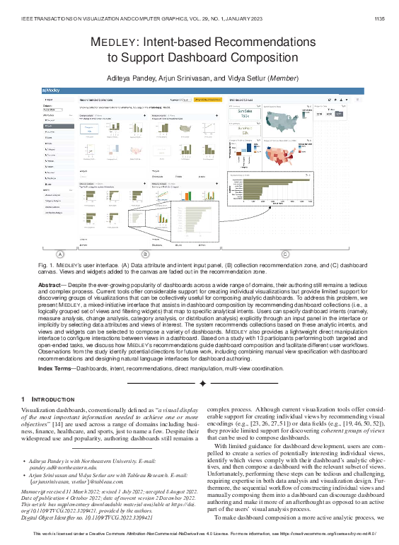 Pdf Medley Intent Based Recommendations To Support Dashboard Composition