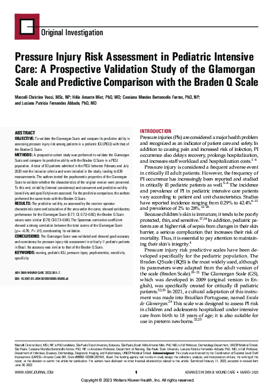 (PDF) Pressure Injury Risk Assessment in Pediatric Intensive Care: A ...