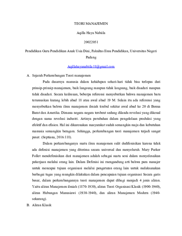 (DOC) TEORI MANAJEMEN