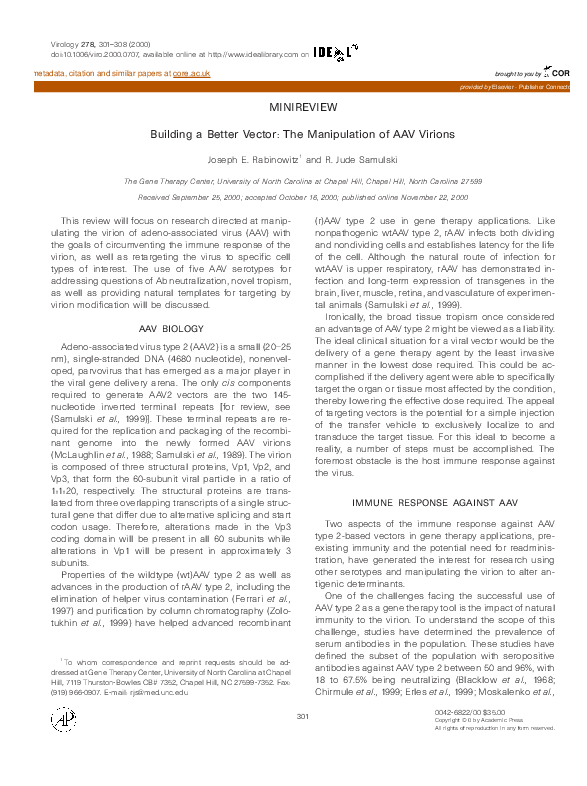 (PDF) Building a Better Vector: The Manipulation of AAV Virions