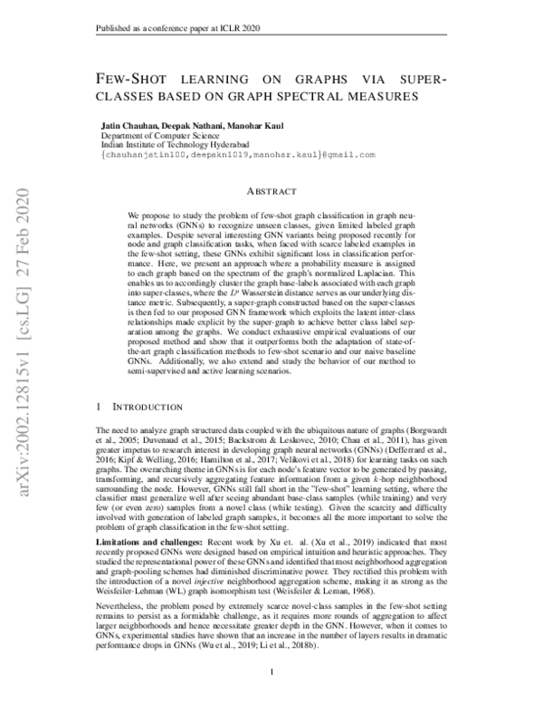 (PDF) Few-Shot Learning on Graphs via Super-Classes based on Graph ...