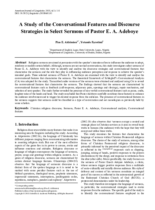 (PDF) Conversational Strategies in Akan: Prosodic Features and ...