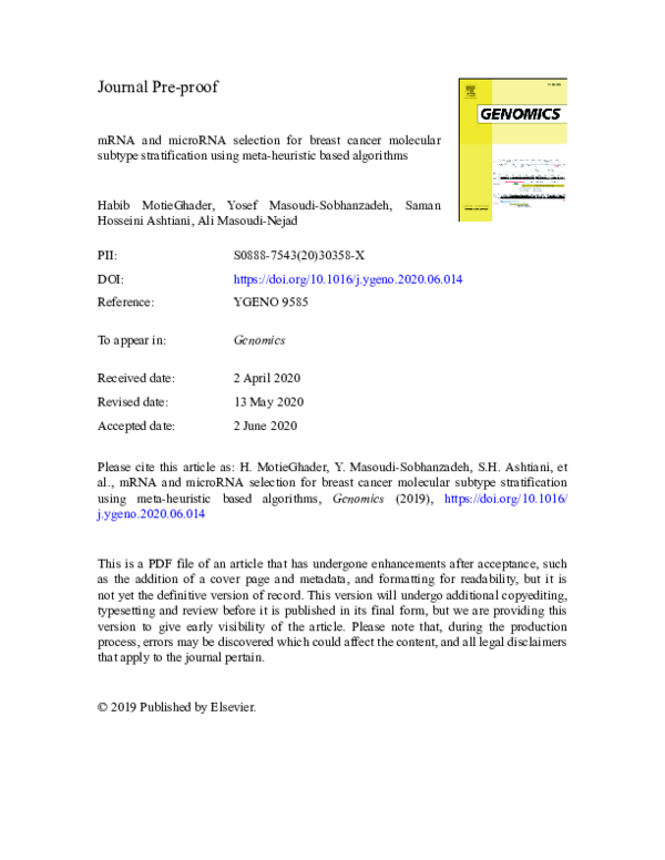 (PDF) mRNA and microRNA selection for breast cancer molecular subtype ...