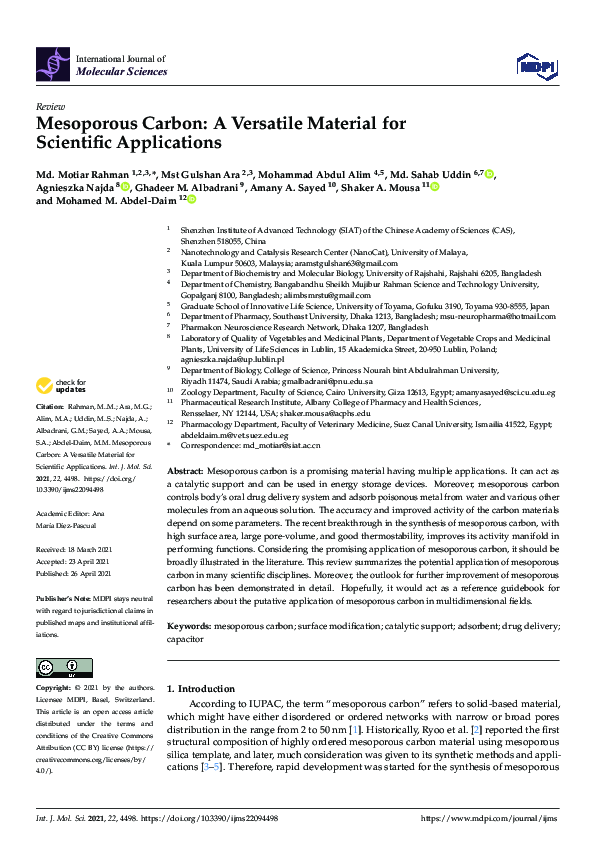 (PDF) Mesoporous Carbon: Innovations and Applications