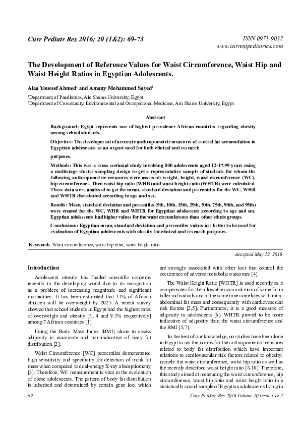 (PDF) The Development of Reference Values for Waist Circumference ...