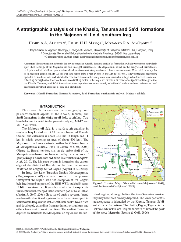 (PDF) A Stratigraphic Analysis Of The Khasib, Tanuma And Sa’di ...