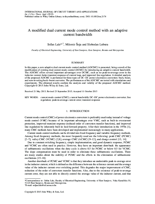 (PDF) A modified dual current mode control method with an adaptive ...