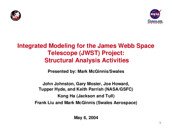 (PDF) Integrated Modeling for the James Webb Space Telescope (JWST ...