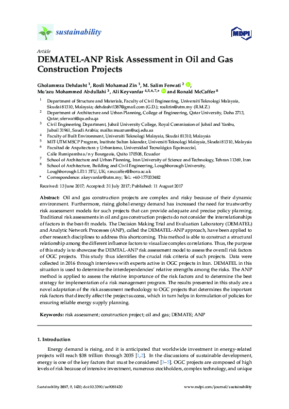 (PDF) DEMATEL-ANP for Oil and Gas Risk Assessment