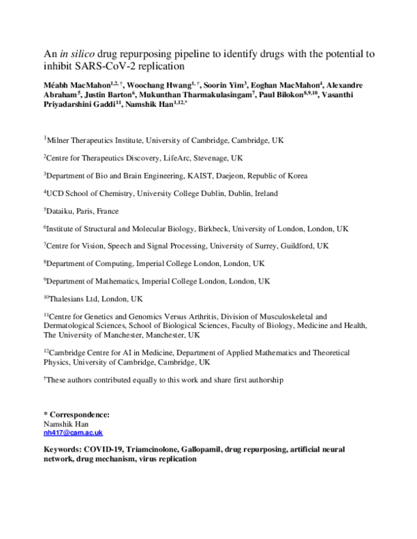 (PDF) An in silico drug repurposing pipeline to identify drugs with the ...