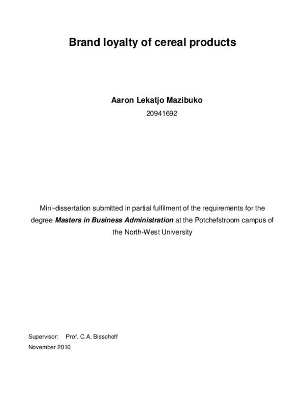(PDF) Brand loyalty of cereal products