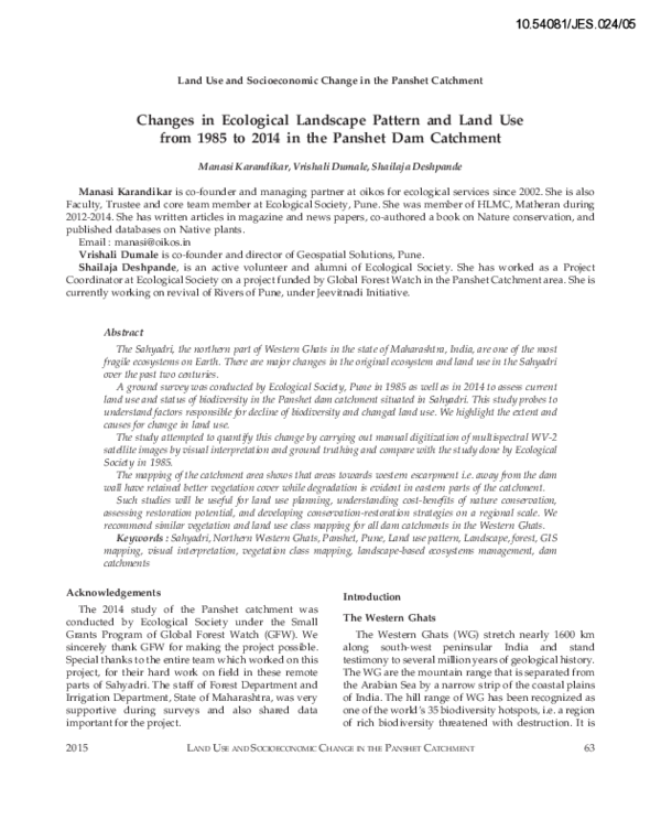 (PDF) Changes in Ecological Landscape Pattern and Land Use from 1985 to ...