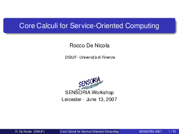 (PDF) Core calculi for service-oriented computing