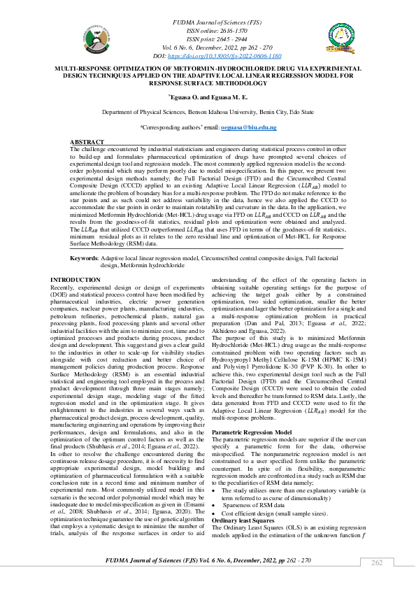 Pdf Multi Response Optimization Of Metformin Hydrochloride Drug Via