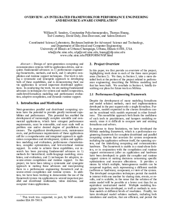 (PDF) Overview: an integrated framework for performance engineering and resource-aware compilation