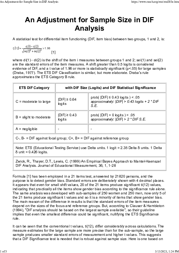 (PDF) An Adjustment for Sample Size in DIF Analysis.