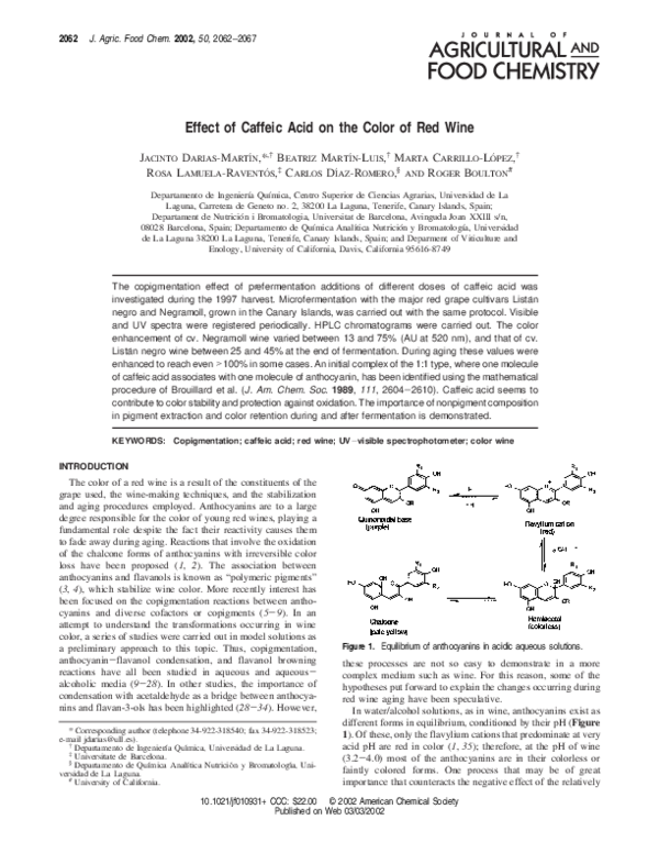 (PDF) Effect of Caffeic Acid on the Color of Red Wine