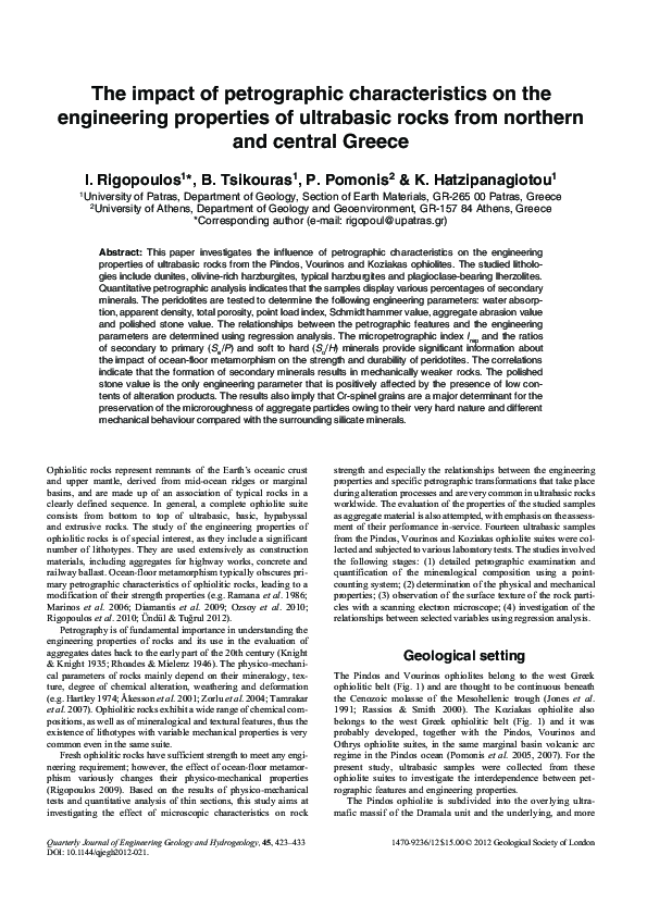 (PDF) The impact of petrographic characteristics on the engineering ...