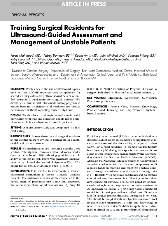 (PDF) Ultrasound Training for Surgical Residents