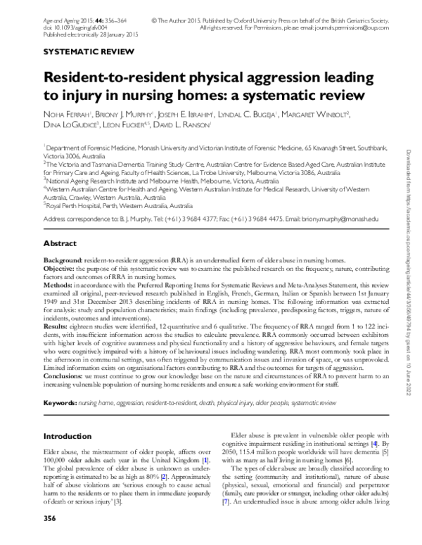 (PDF) Resident-to-resident physical aggression leading to injury in ...