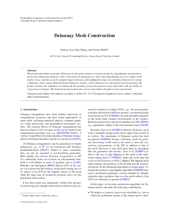 (PDF) Delaunay mesh construction