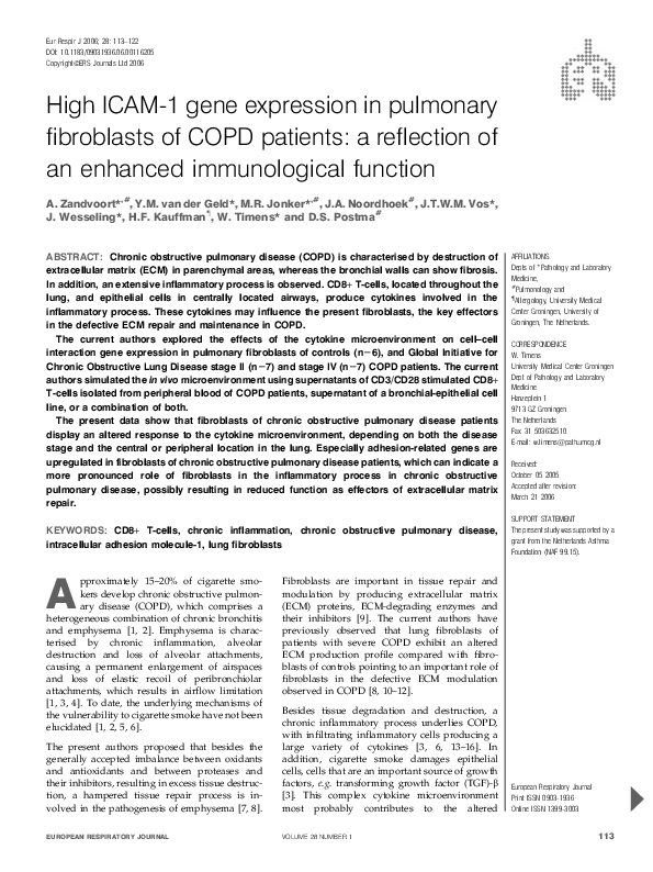 (PDF) High ICAM-1 gene expression in pulmonary fibroblasts of COPD ...