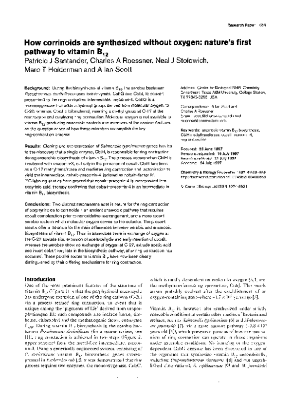(PDF) How corrinoids are synthesized without oxygen: nature's first ...