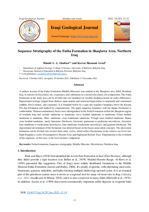 (PDF) Sequence Stratigraphy of the Fatha Formation in Shaqlawa Area ...