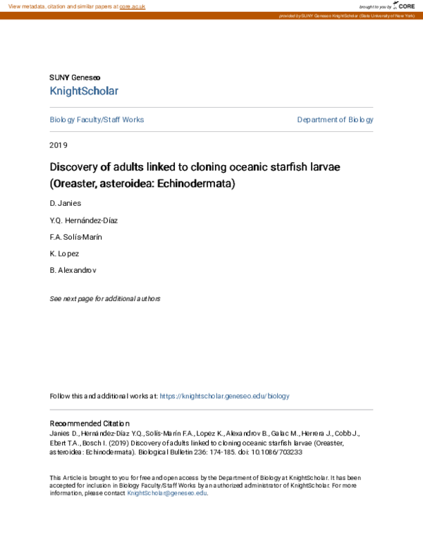 (PDF) Discovery of Adults Linked to Cloning Oceanic Starfish Larvae ...