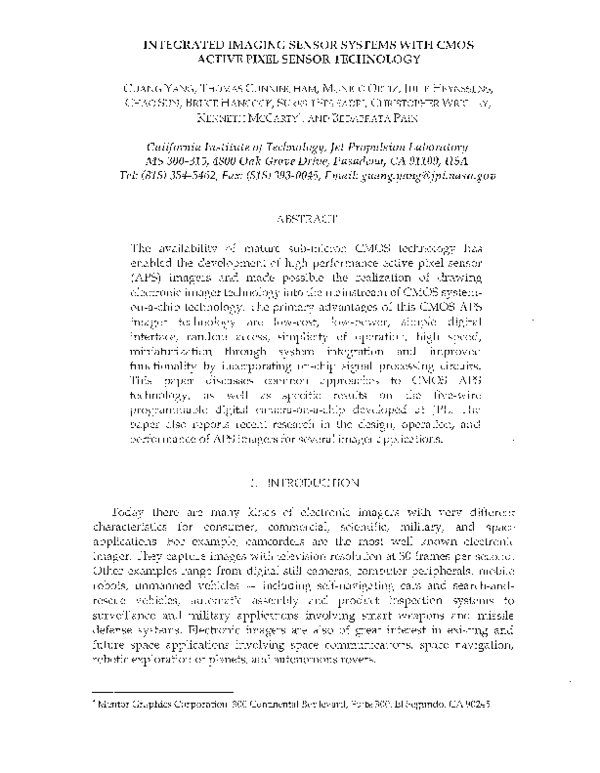 (PDF) Integrated imaging sensor systems with CMOS active pixel sensor technology