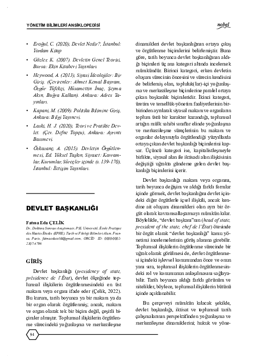 (PDF) Devlet Başkanlığı / Presidency of State