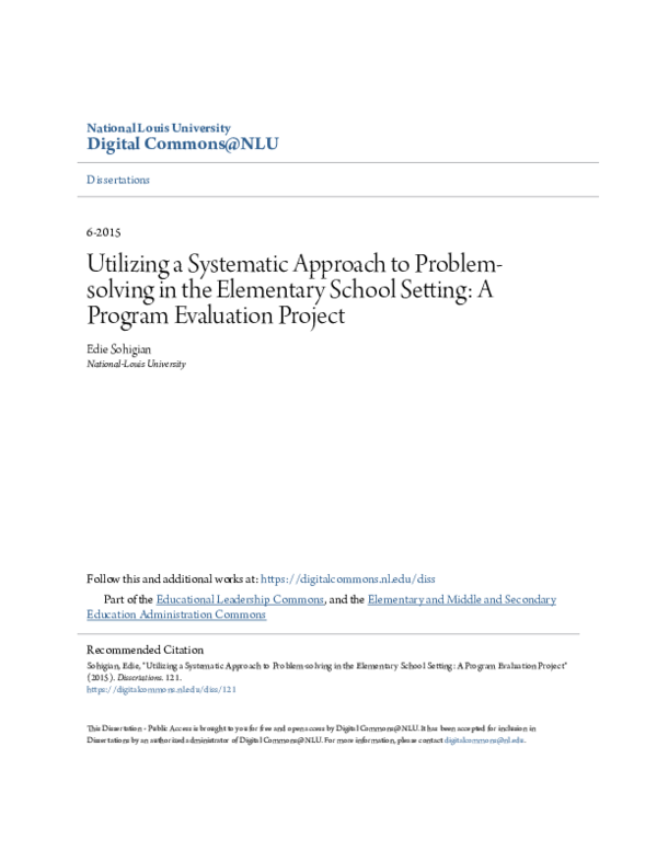 (PDF) Utilizing a Systematic Approach to Problem-solving in the ...