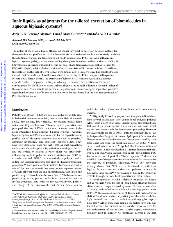 (PDF) Ionic liquids as adjuvants for the tailored extraction of ...