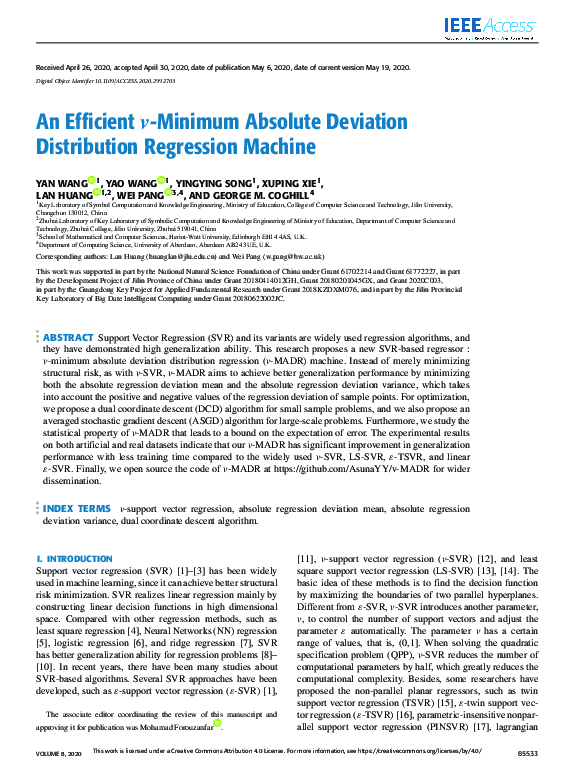 An Efficient v-Minimum Absolute Deviation Distribution Regression Machine