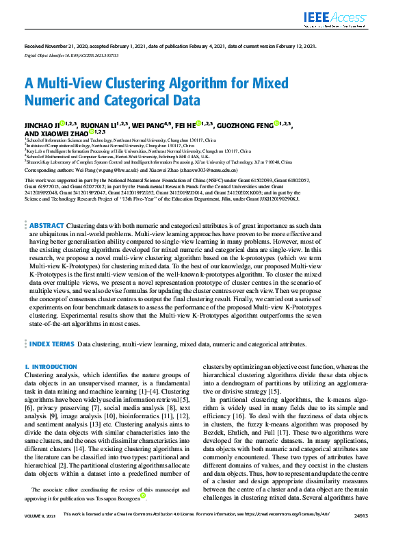 (PDF) Multi-View K-Prototypes for Clustering Mixed Data Types