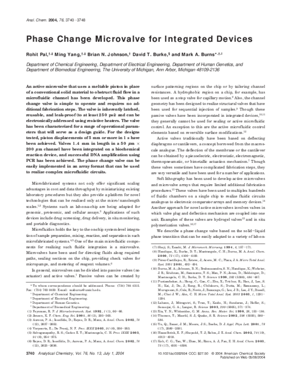 (PDF) Phase Change Microvalve for Integrated Devices