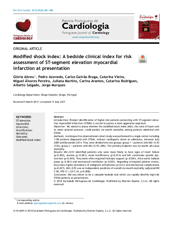 (PDF) Modified shock index: A bedside clinical index for risk ...