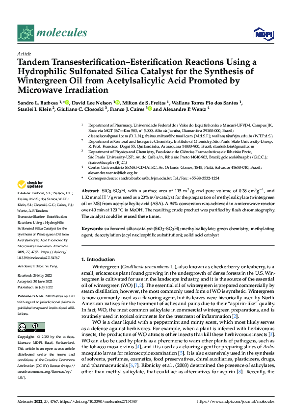 (PDF) Tandem Transesterification-Esterification Reactions Using a ...