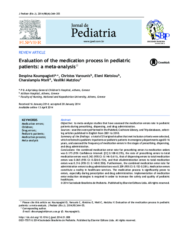 (PDF) Evaluation of the medication process in pediatric patients: a ...