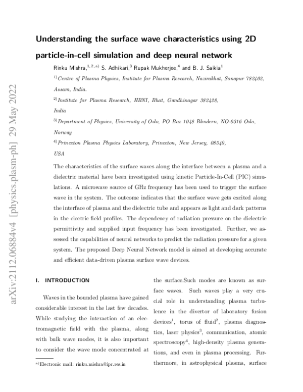 (PDF) Understanding the surface wave characteristics using 2D particle-in-cell simulation and ...